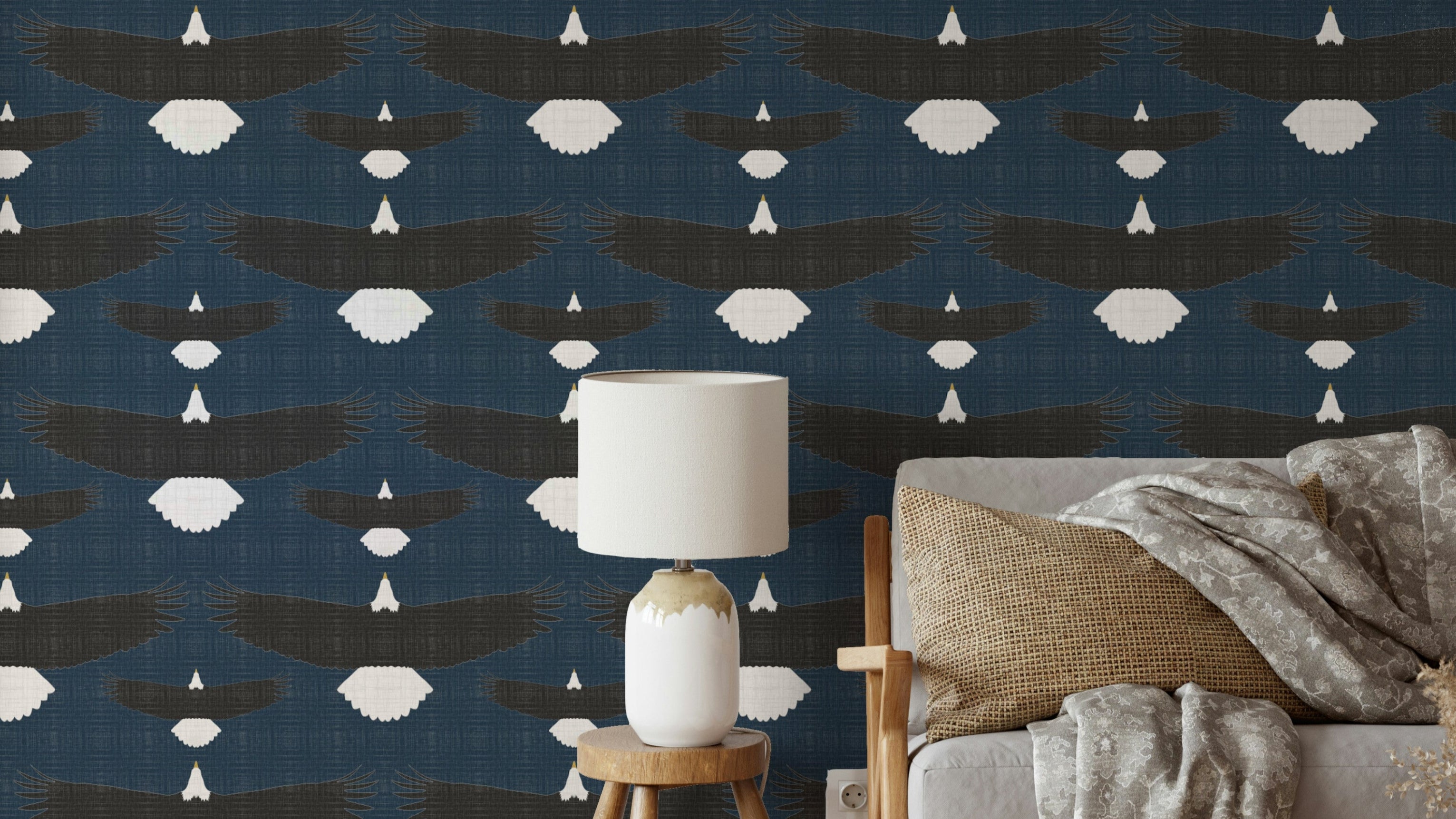 Rustic Bald Eagle Blue Wallpaper – Bold & Majestic