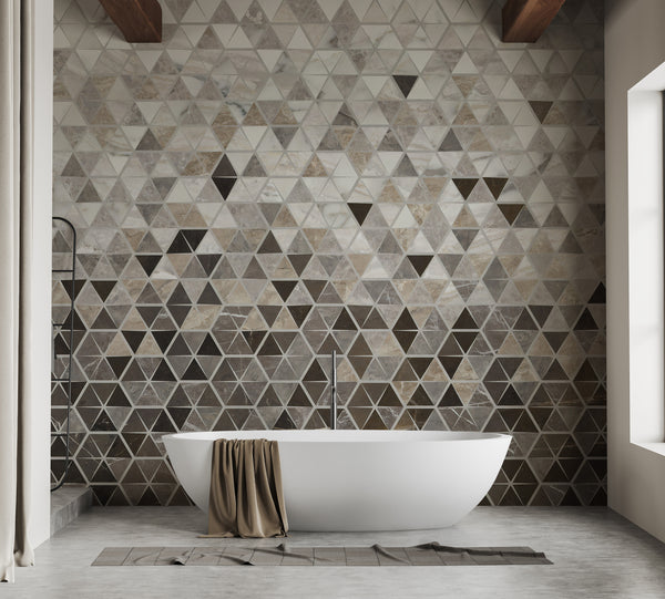 Sepia Triangle Tiles Wallpaper Mural - Giffywalls