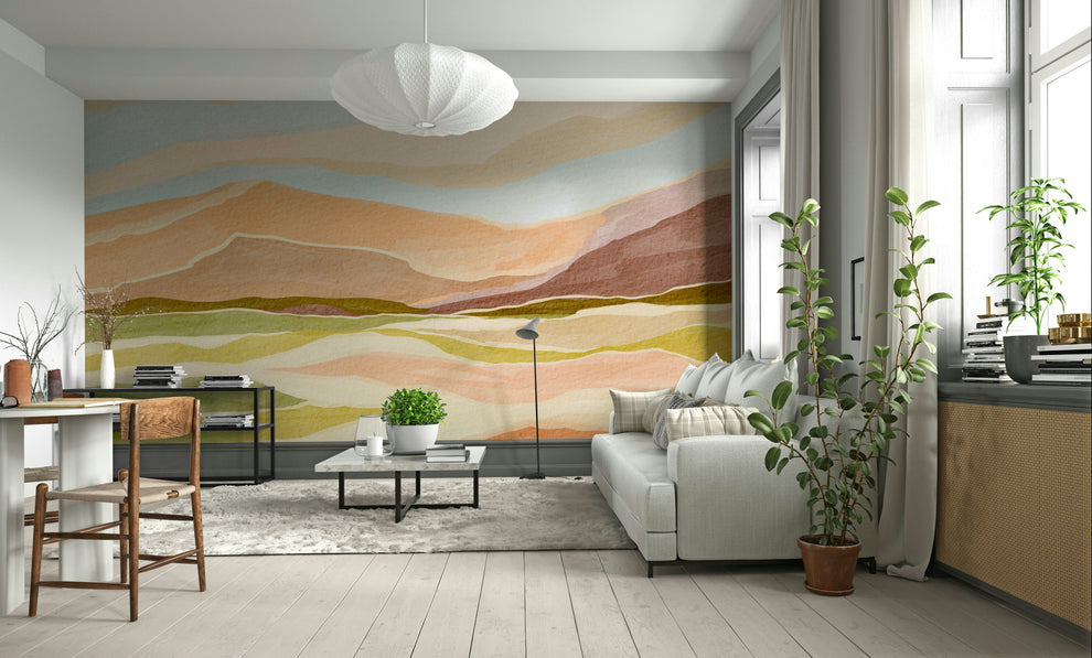 Serene Sunset Landscape Wall Mural – Calm Nature Scene
