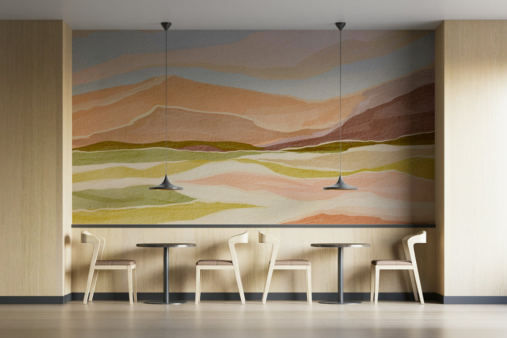 Serene Sunset Landscape Wall Mural – Calm Nature Scene