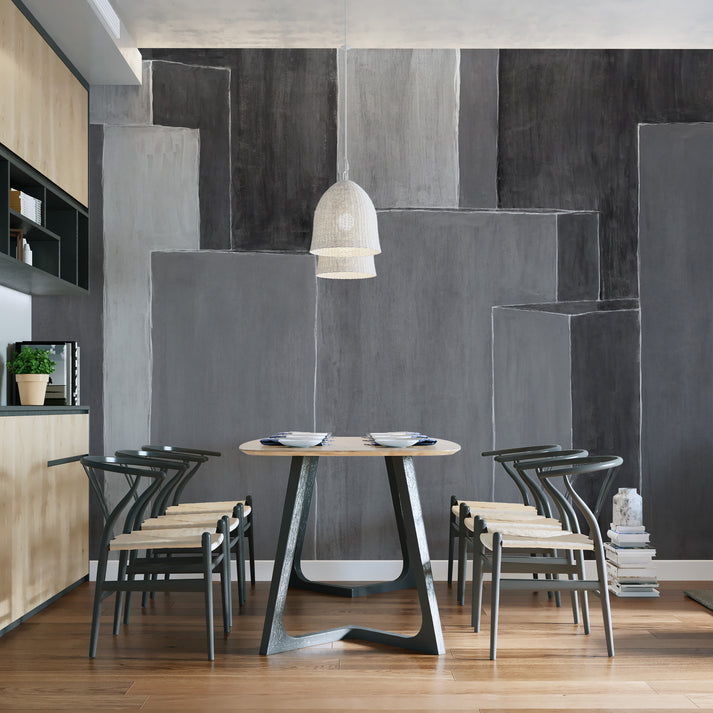 Shop for Abstract Black and Grey Geometric Wallpaper with Texture