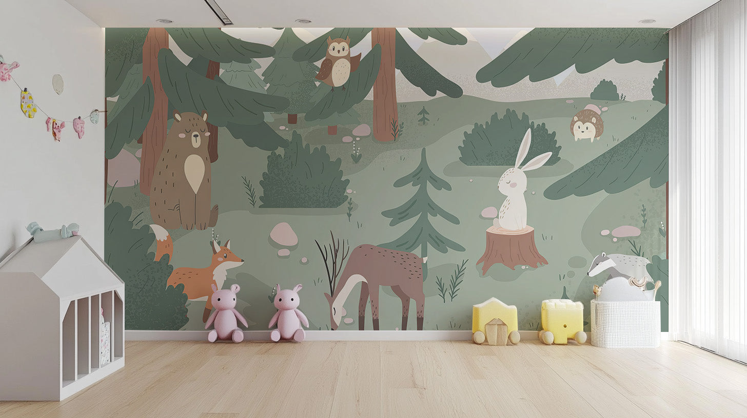 Shop Forest Fables Mural - Enchanting Nursery Wallpaper