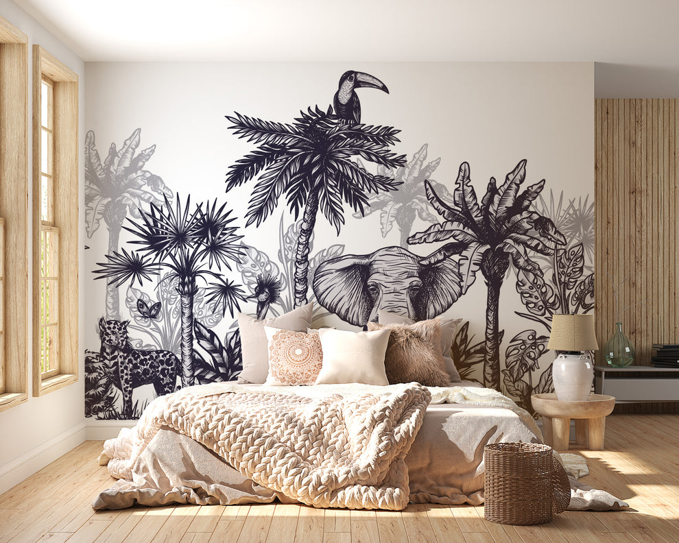 Sketchy Forest Wallpaper Murals - Lush Tropical Décor