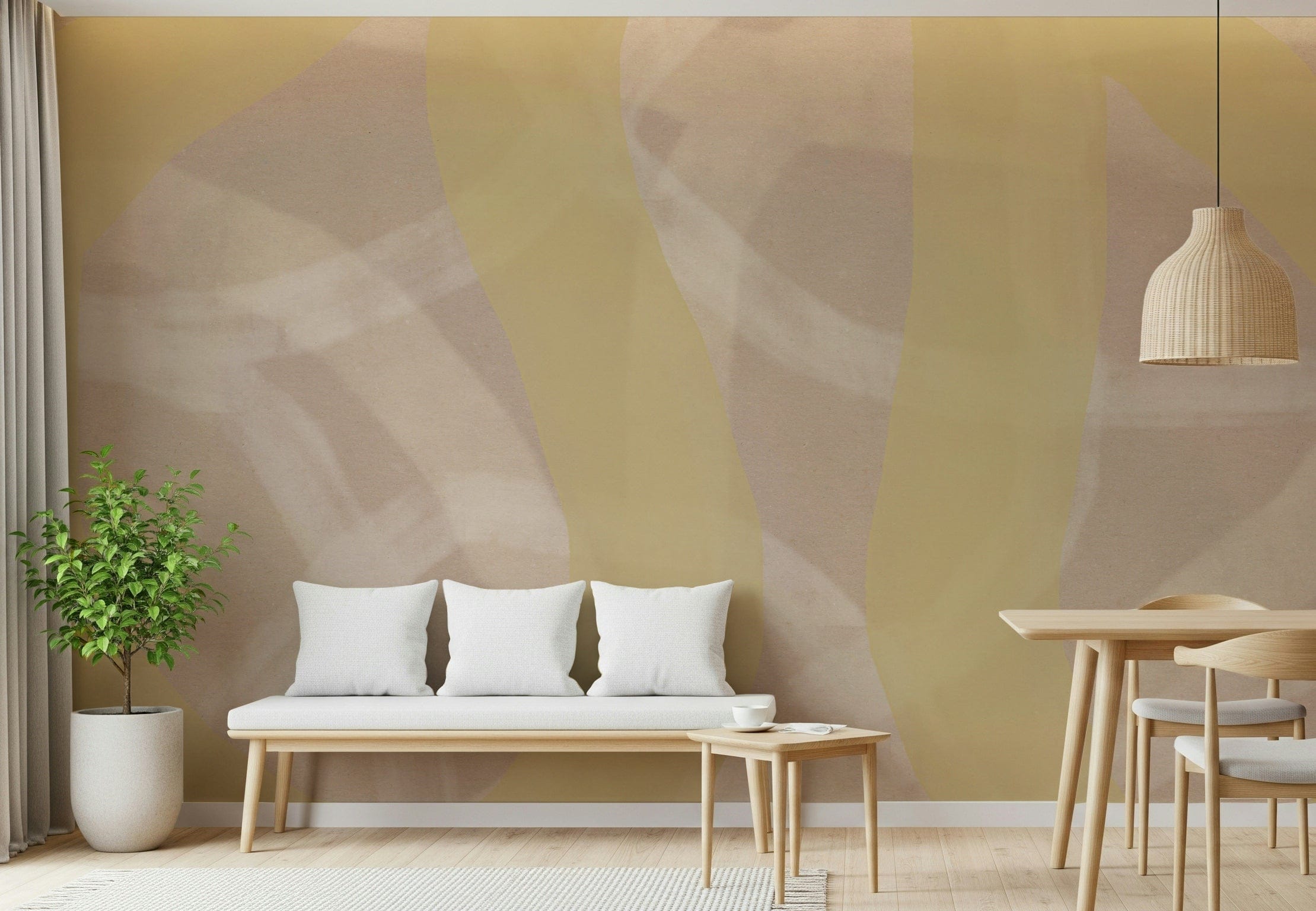 Soft Yellow Swirls Wallpaper Mural