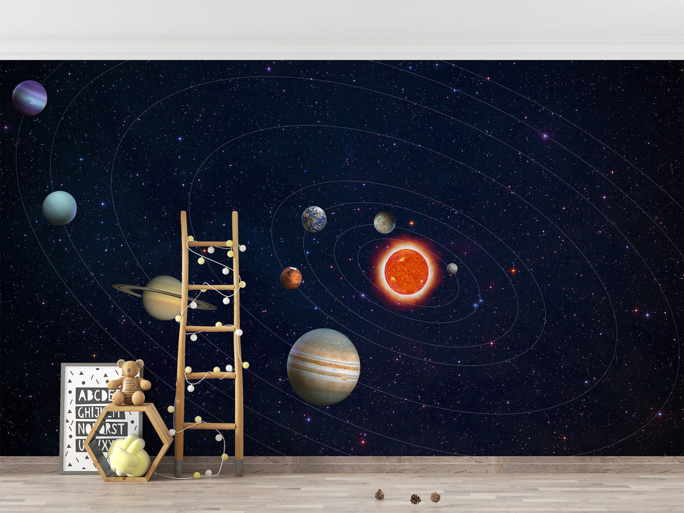 Solar System Planets Orbit Wall Mural - Giffywalls