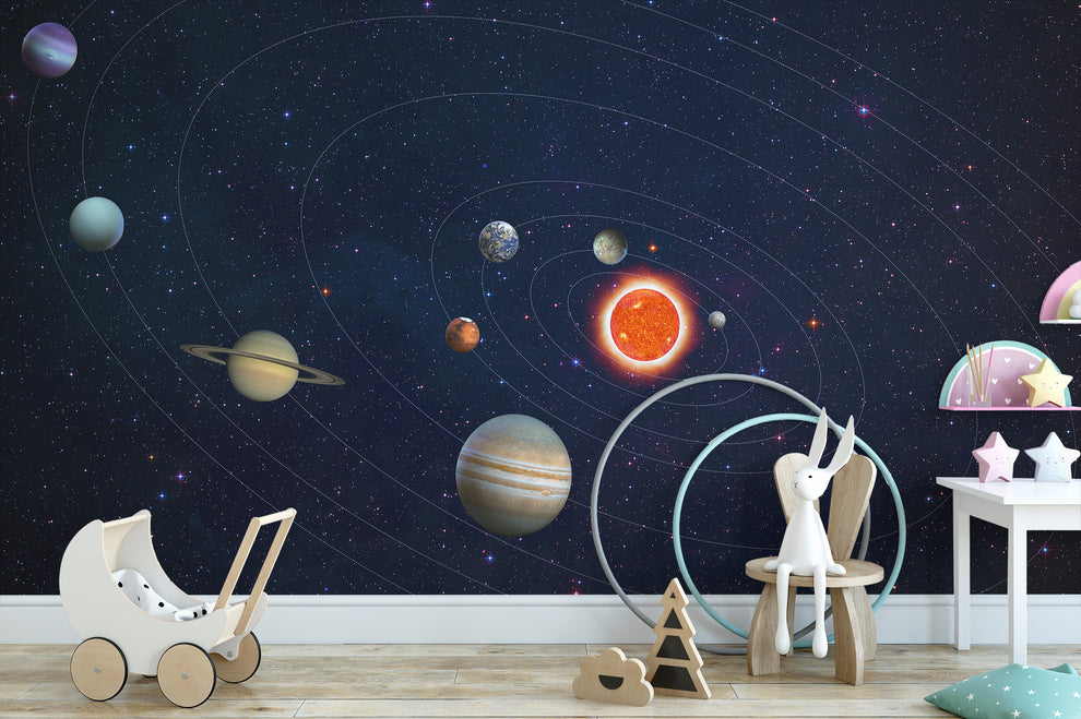 Solar System Planets Orbit Wall Mural - Giffywalls