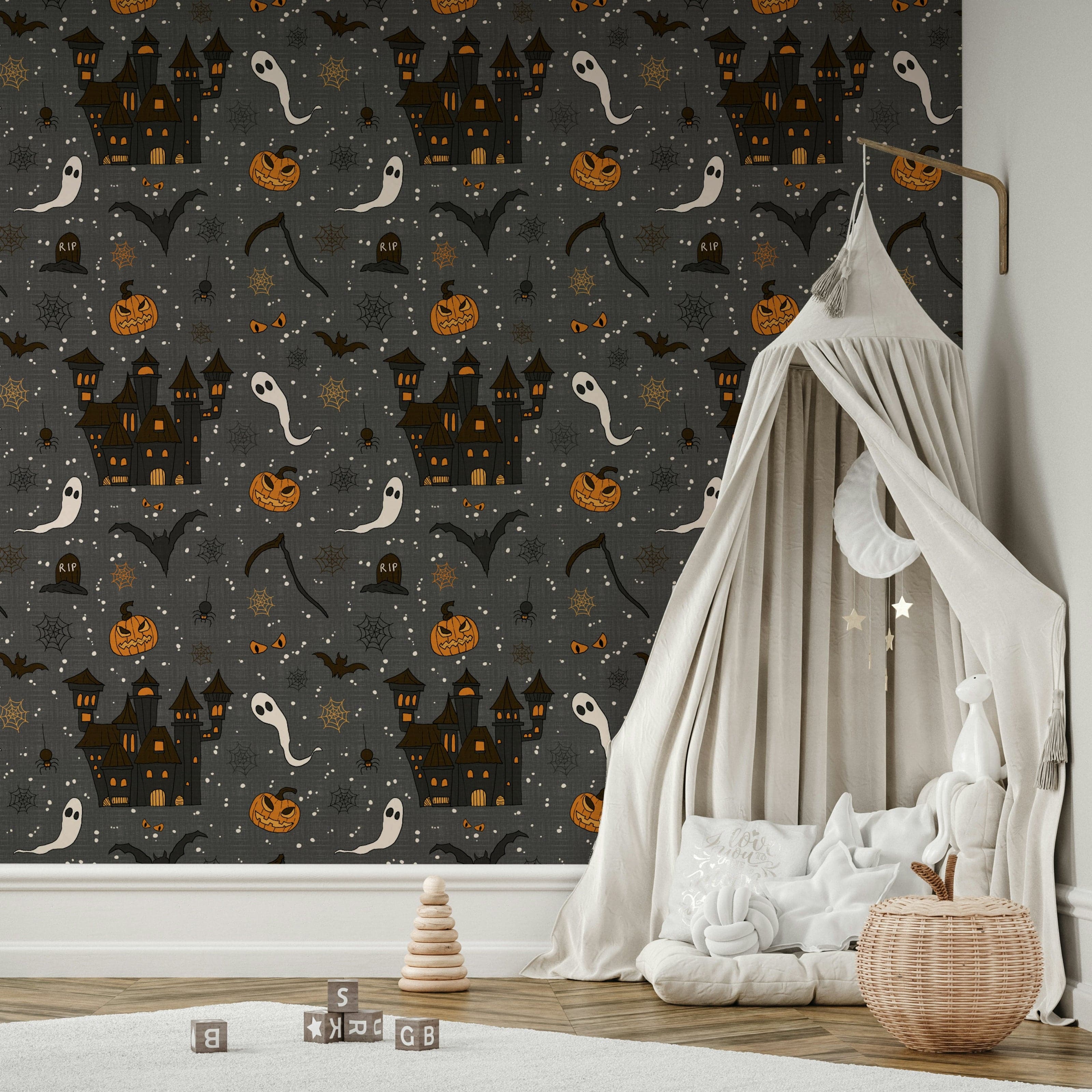 Phantom Castle Graveyard Gray Spooky Wallpaper