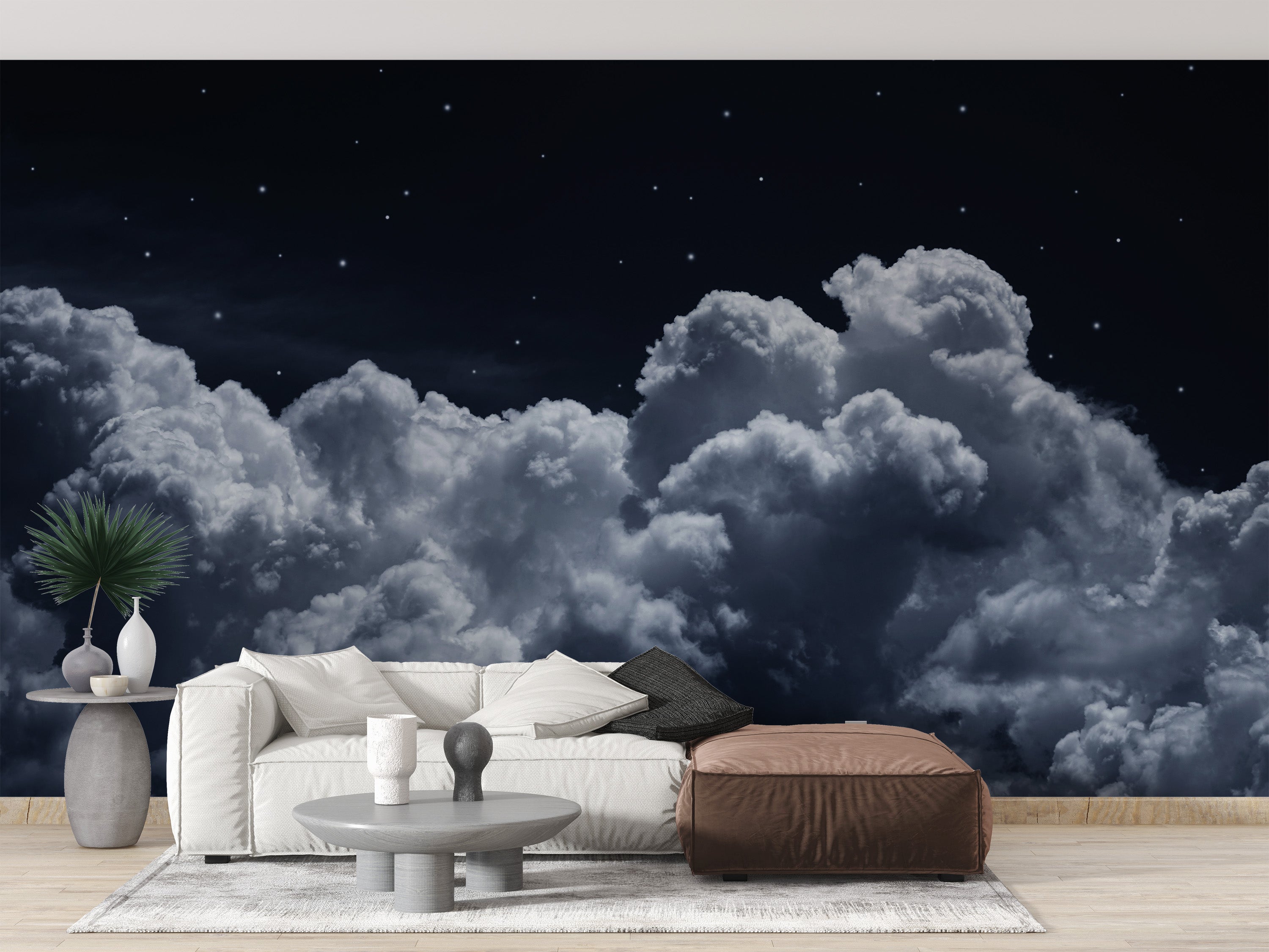 Starry Night Sky Clouds Wall Mural - Giffywalls