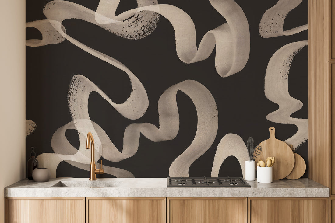 Stylish Home Feature Abstract Swirls Mural - Giffywalls