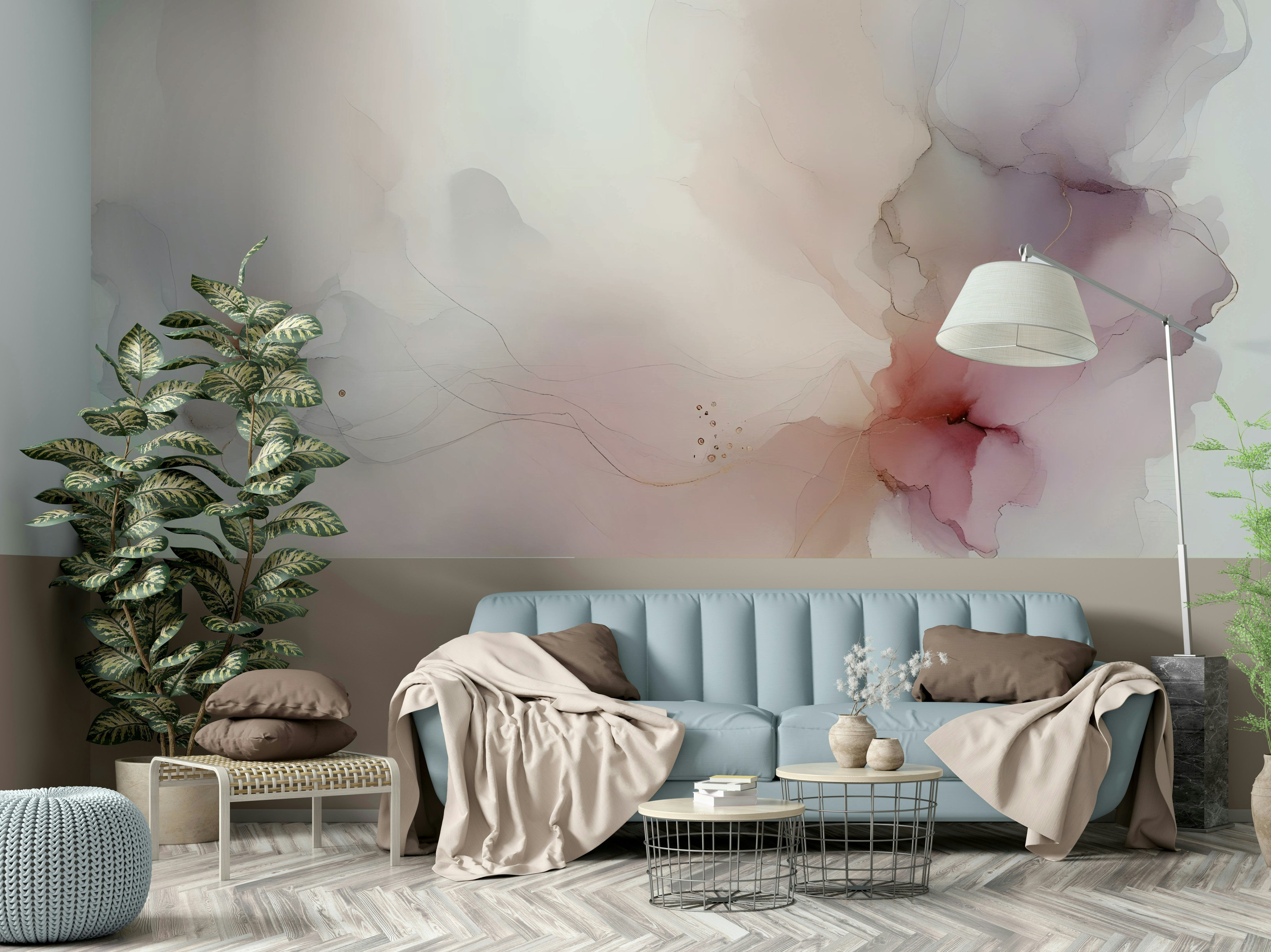 Subtle Serenity Wall Mural - Botanical Living Space Decor