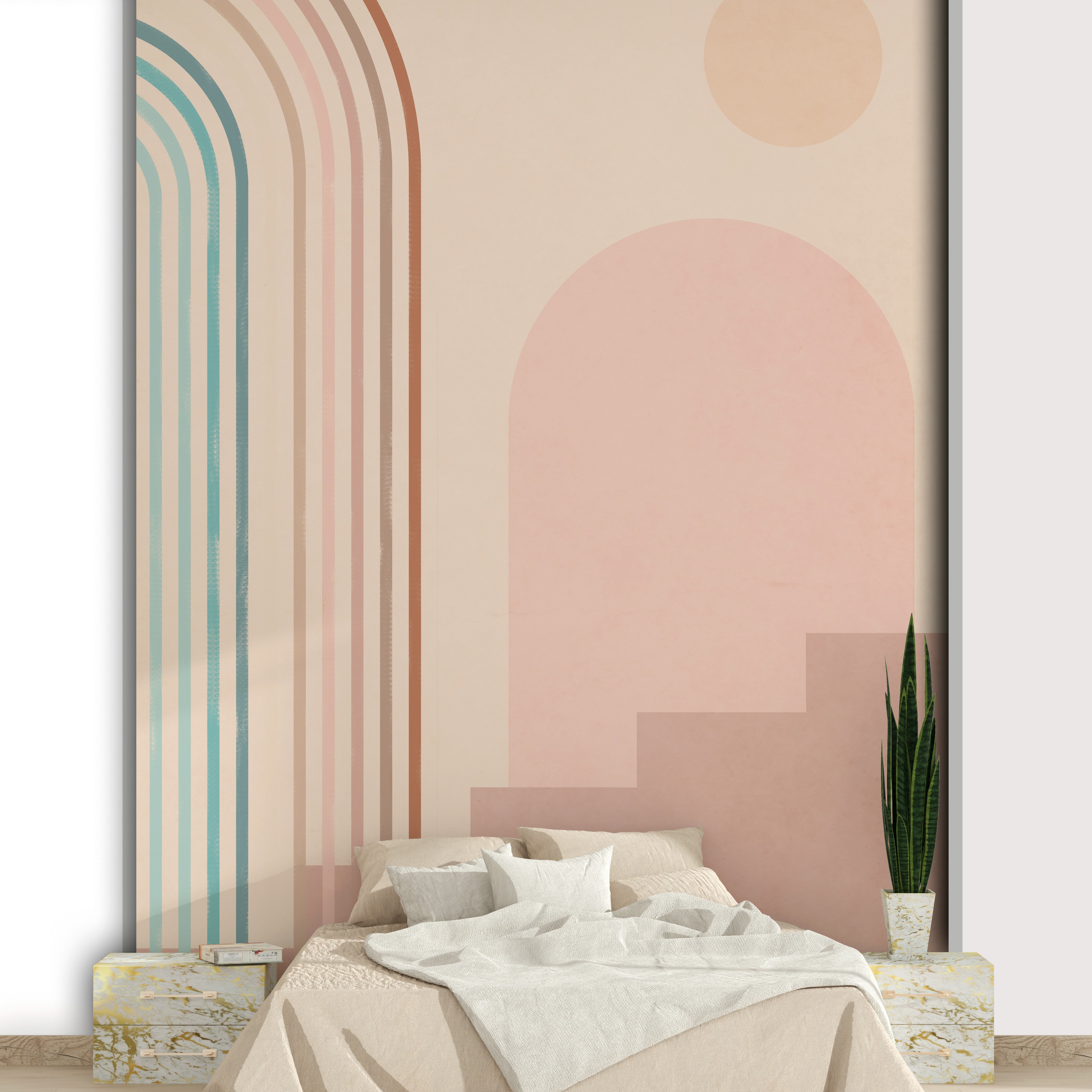 Sunrise Steps Wall Mural – Warm Modern Design