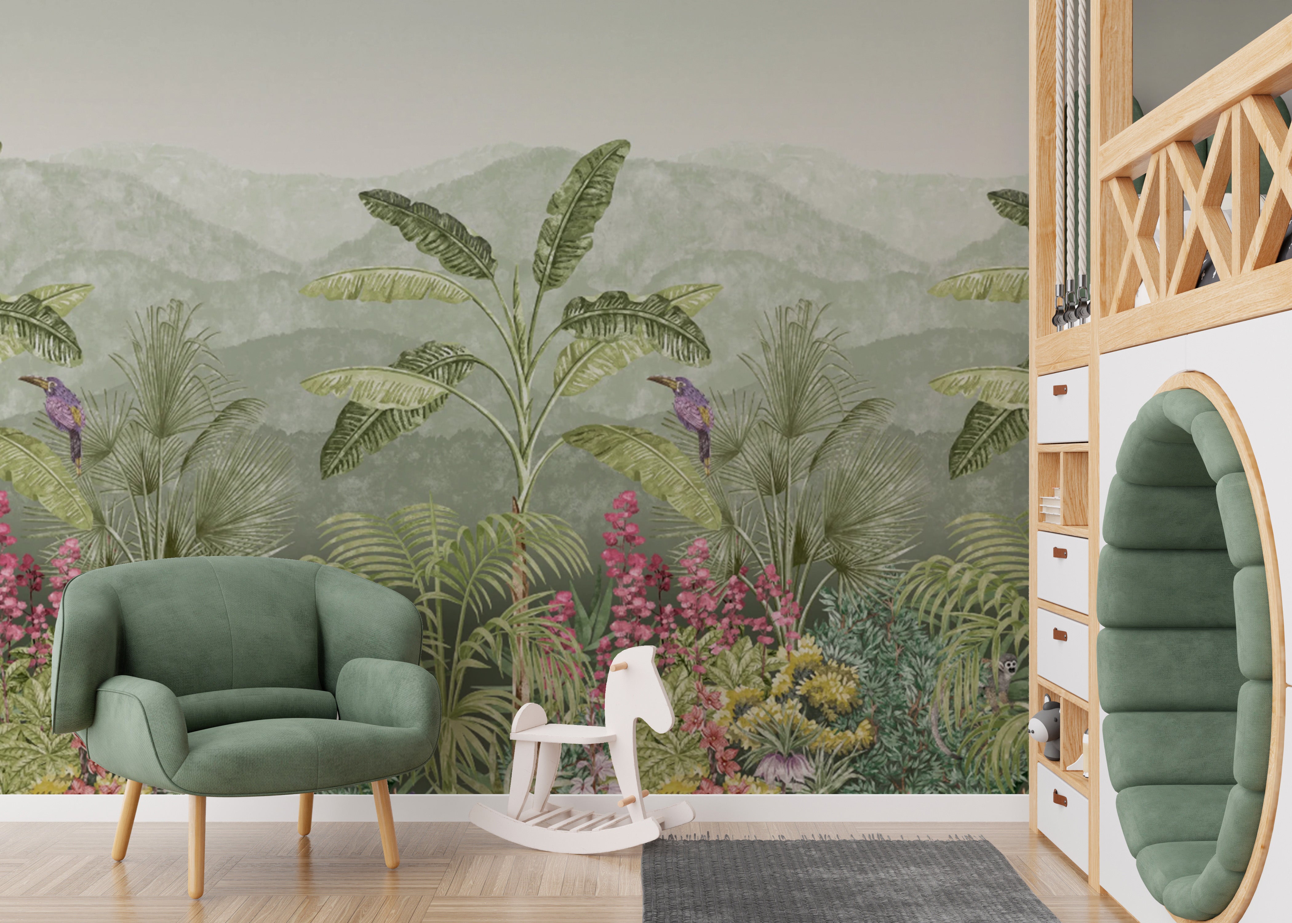 Tropical Jungle Botanical Wallpaper – Lush Greenery Mural