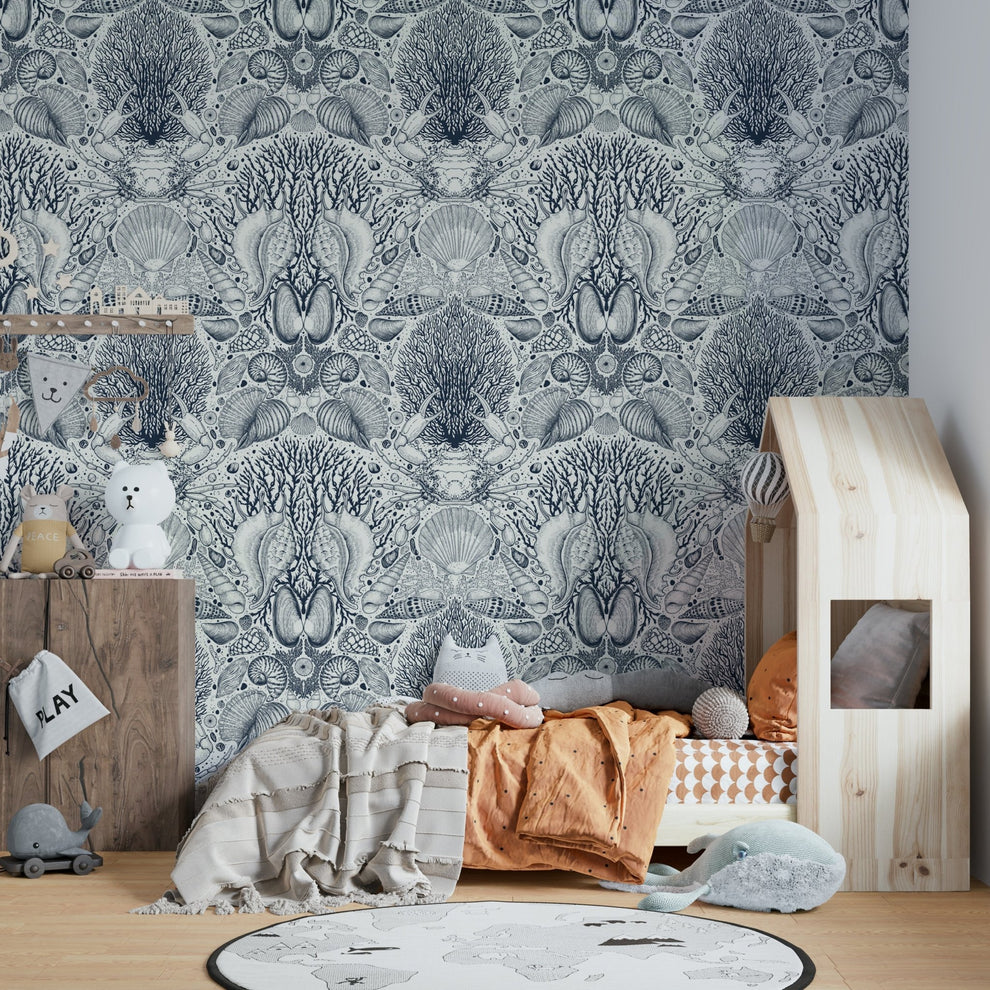 Underwater Treasures Wallpaper Serene Ocean Botanicals & Sea Life