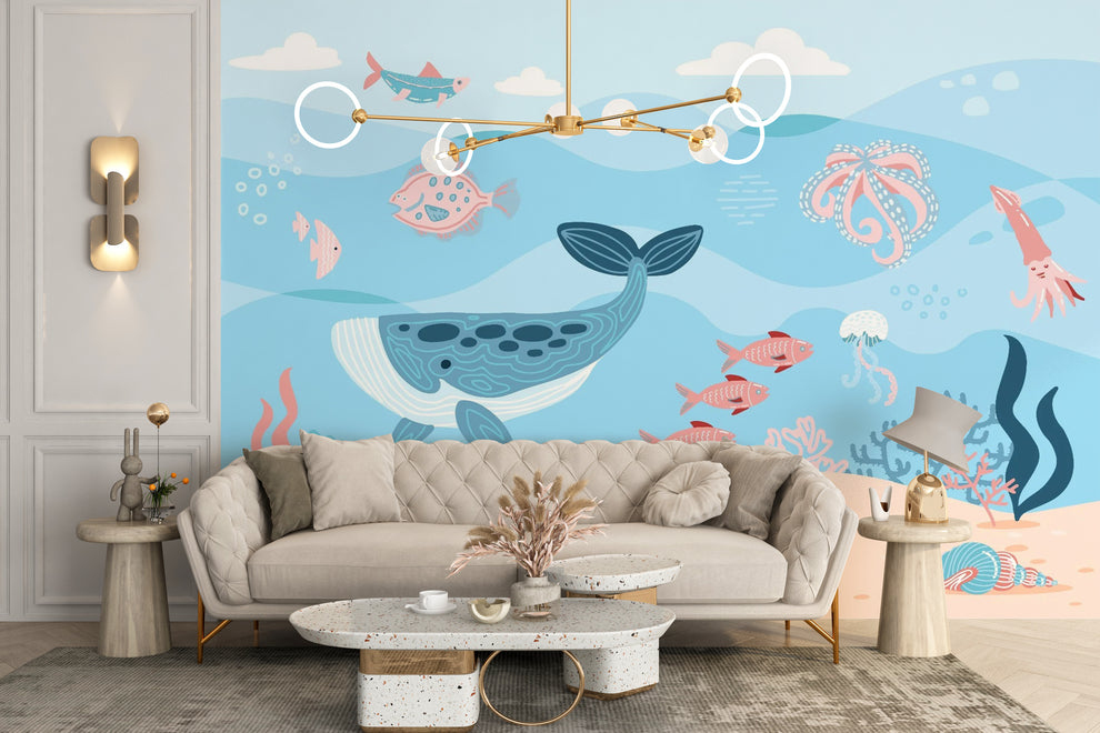Underwater Fish Wallpaper Mural - Kids Ocean Adventure Decor