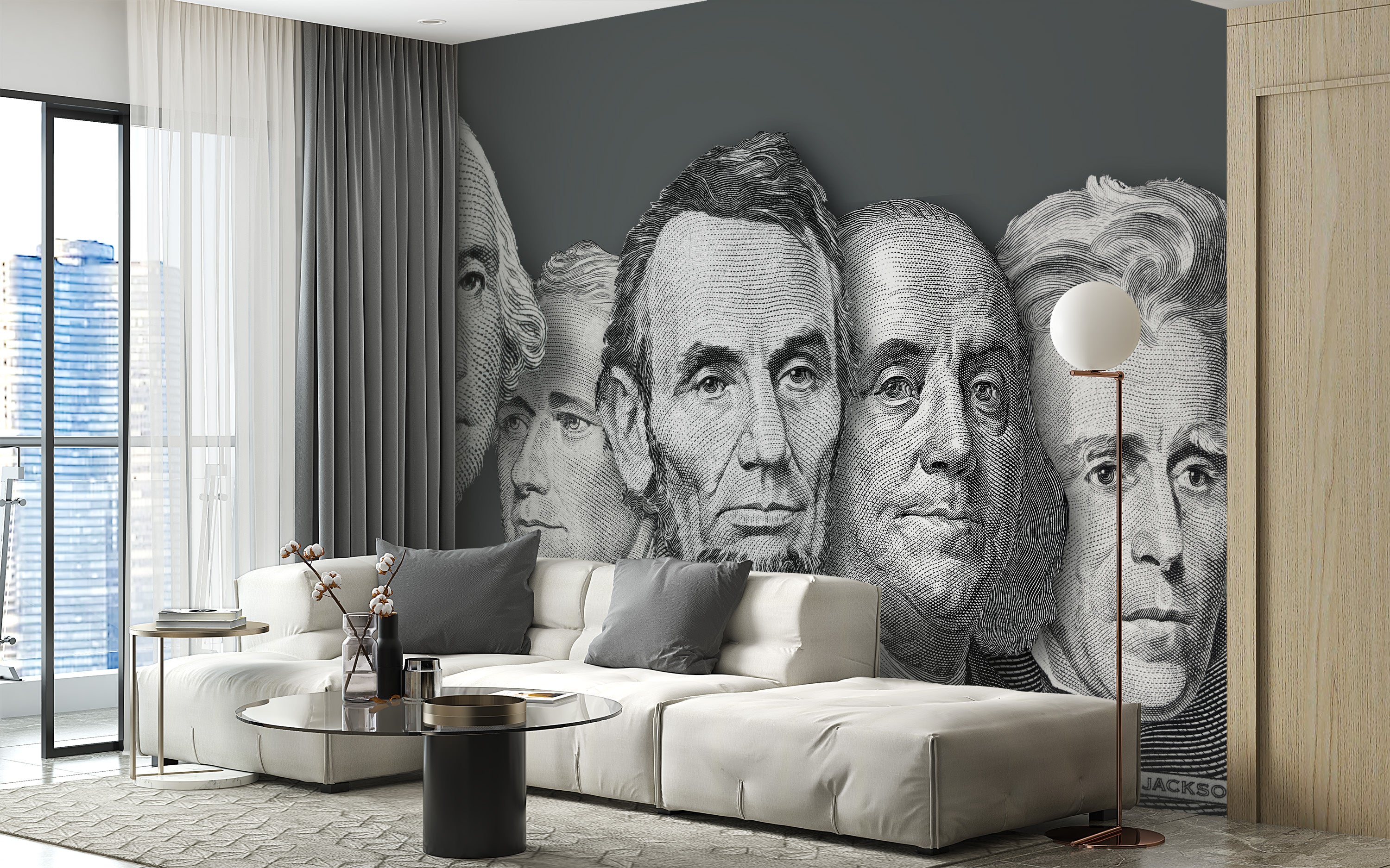 US Presidential Portraits Currency Wall Mural - Giffywalls