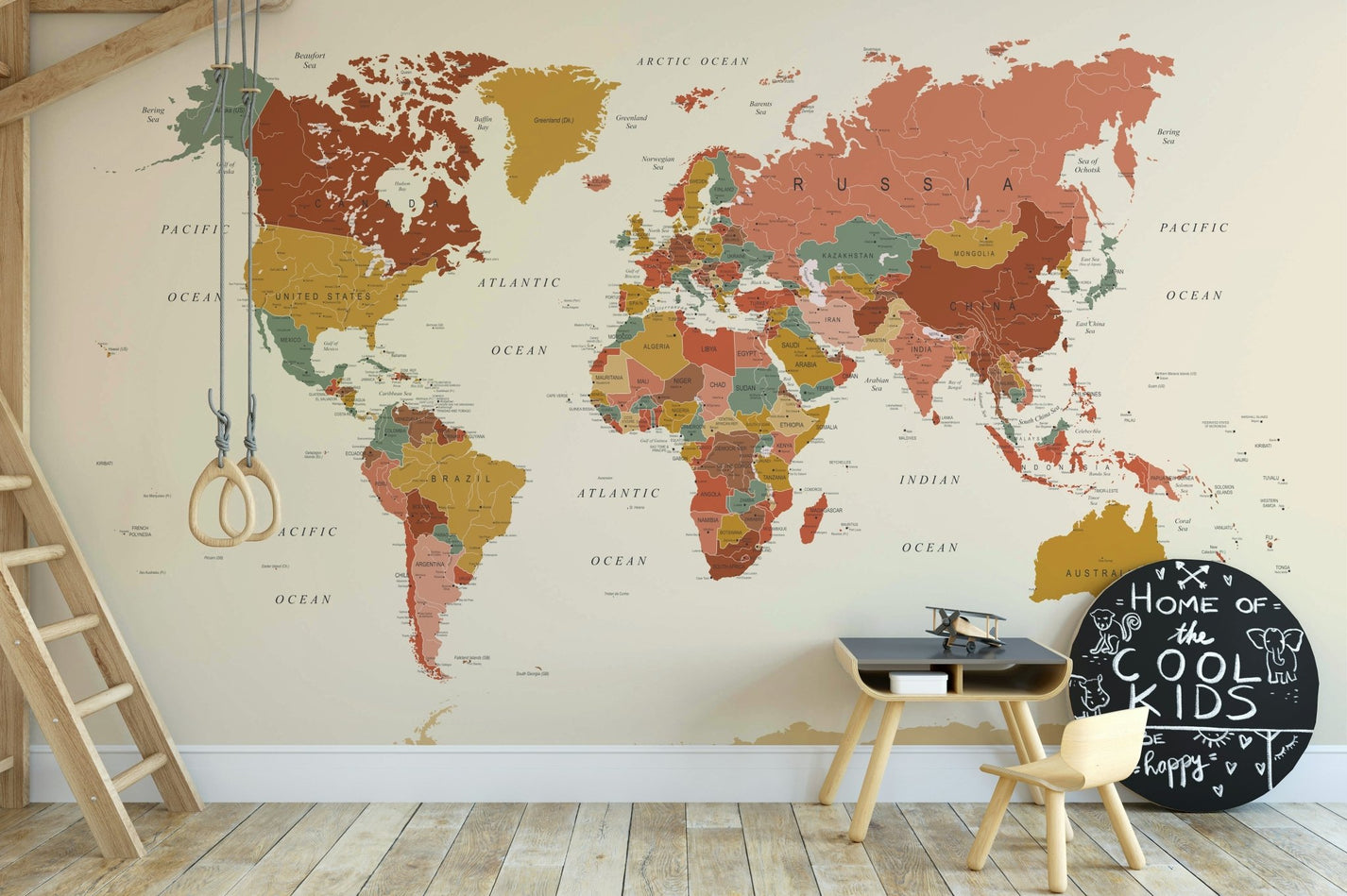 Vintage Earth Tone Map Wallpaper for Classic Wall Style