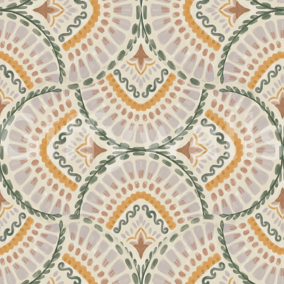 Whimsical Fan Pattern Wallpaper⁠