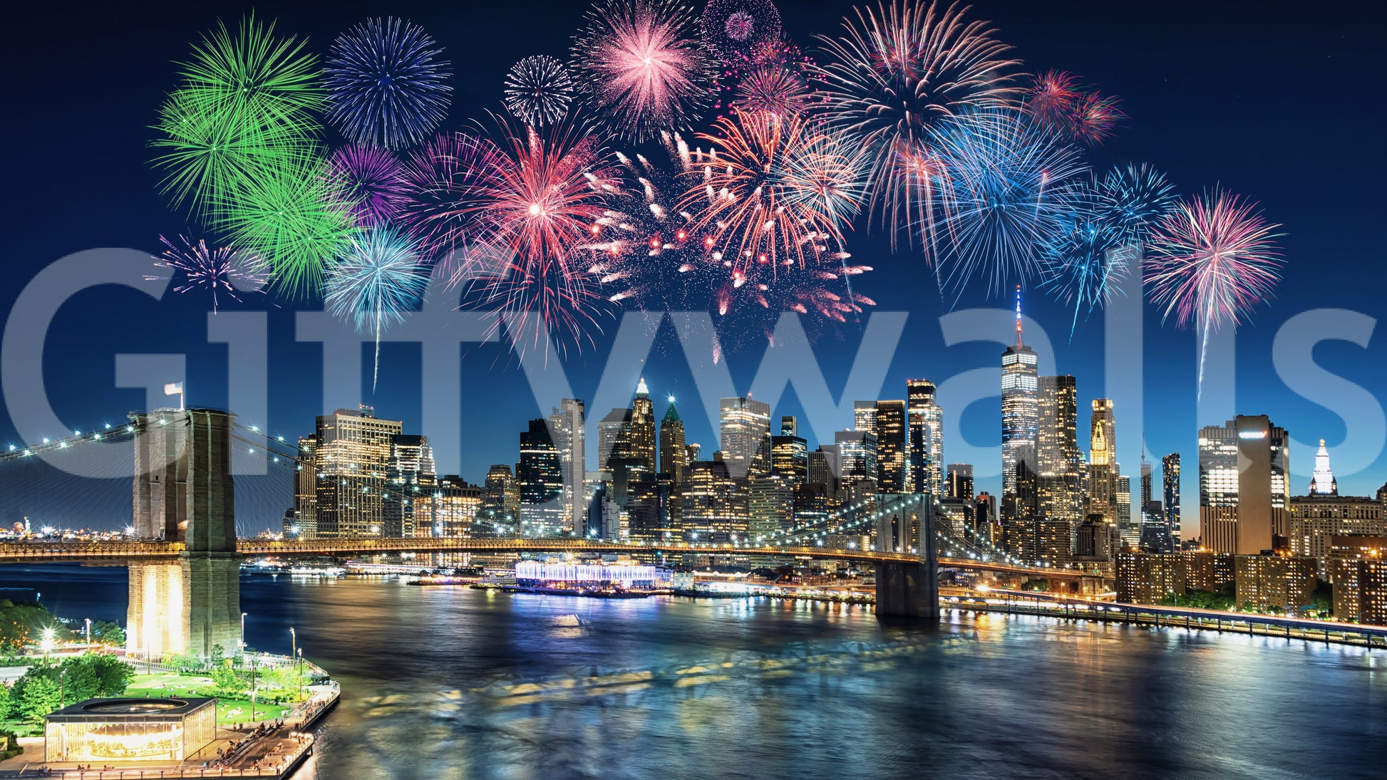 Fireworks Cityscape Wallpaper