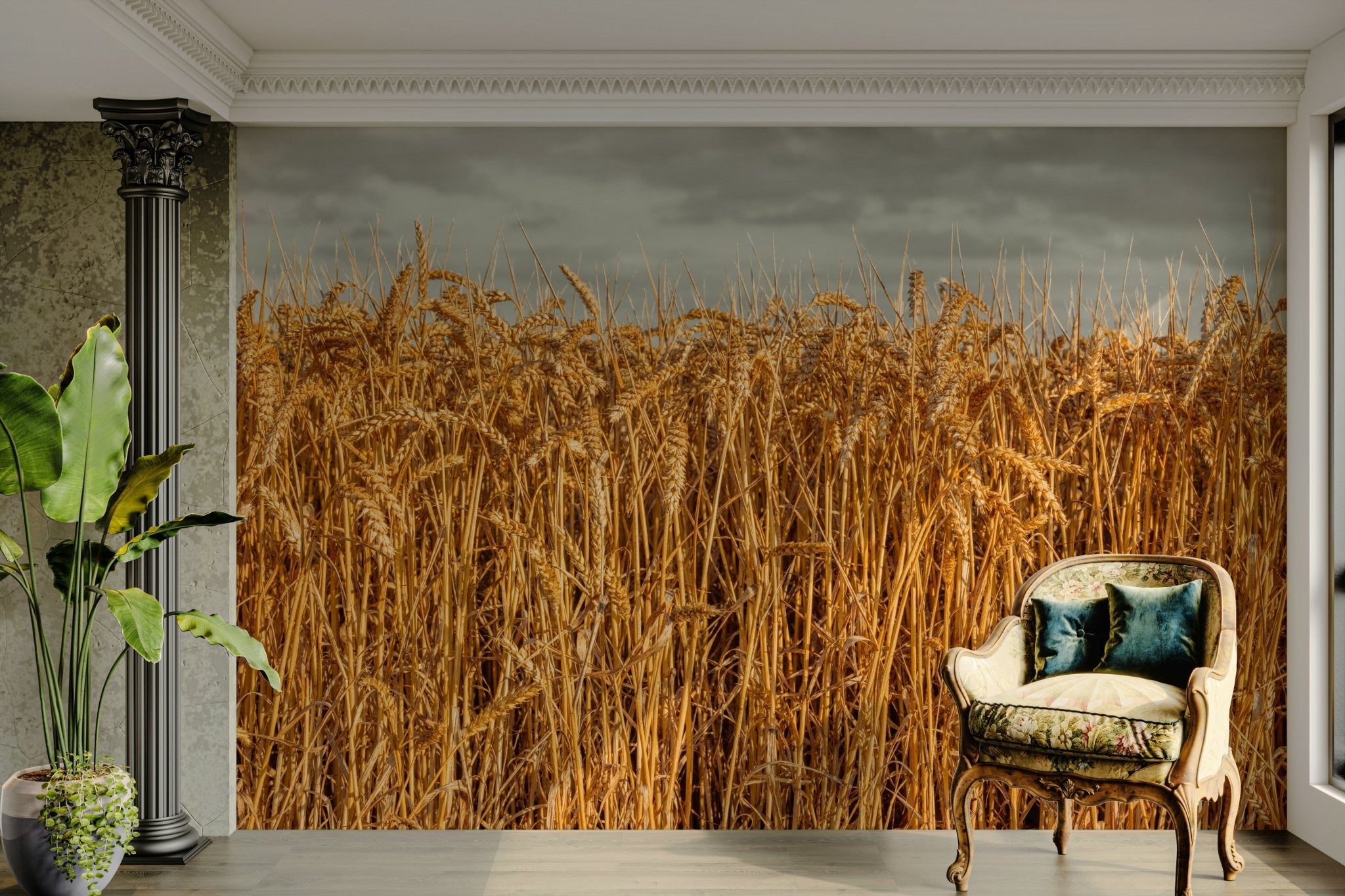 Golden Wheat Field Mural Wallpaper – Warmth for Your Walls