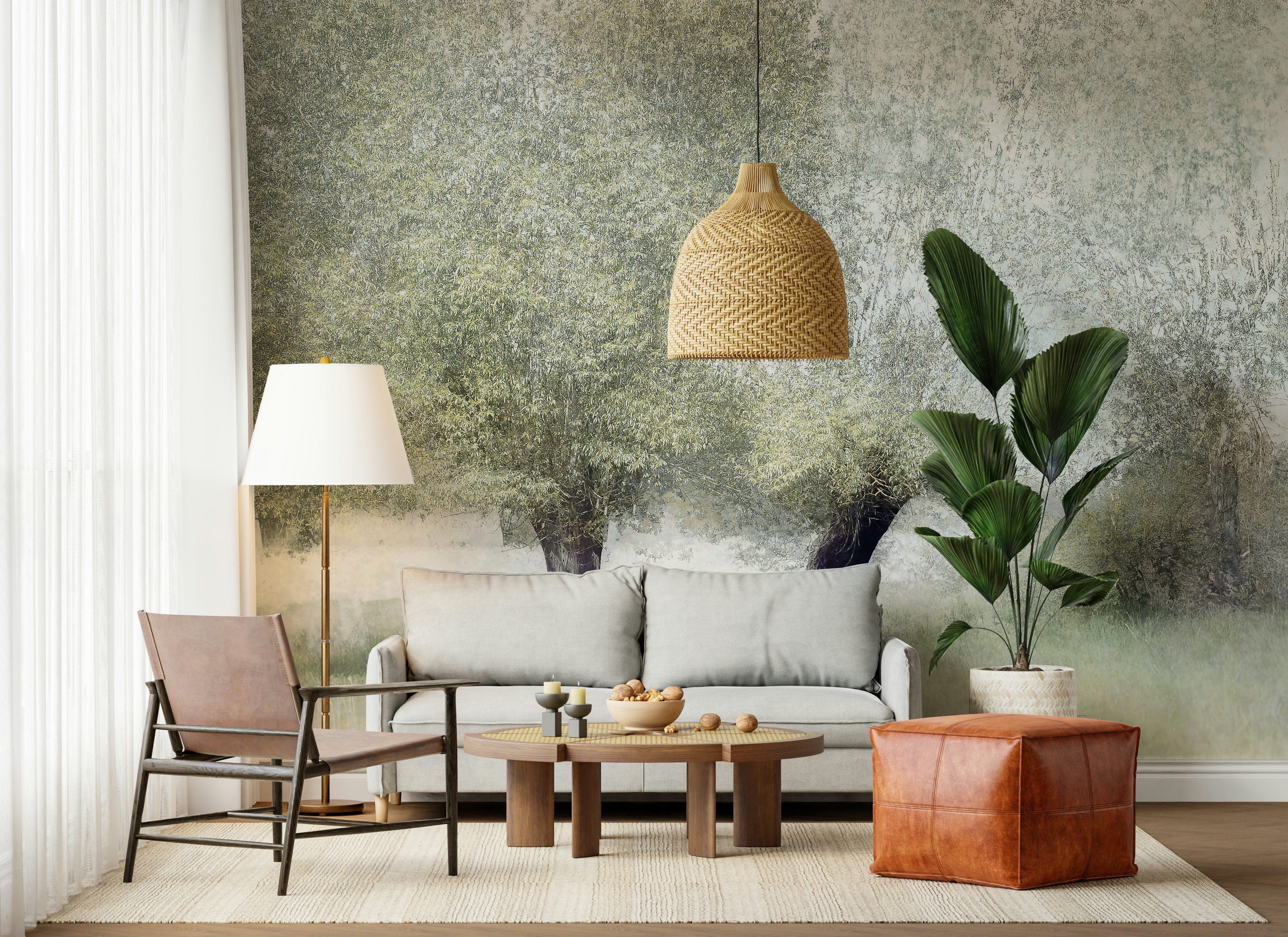 Willow Tree Mural - Peaceful Wallpaper