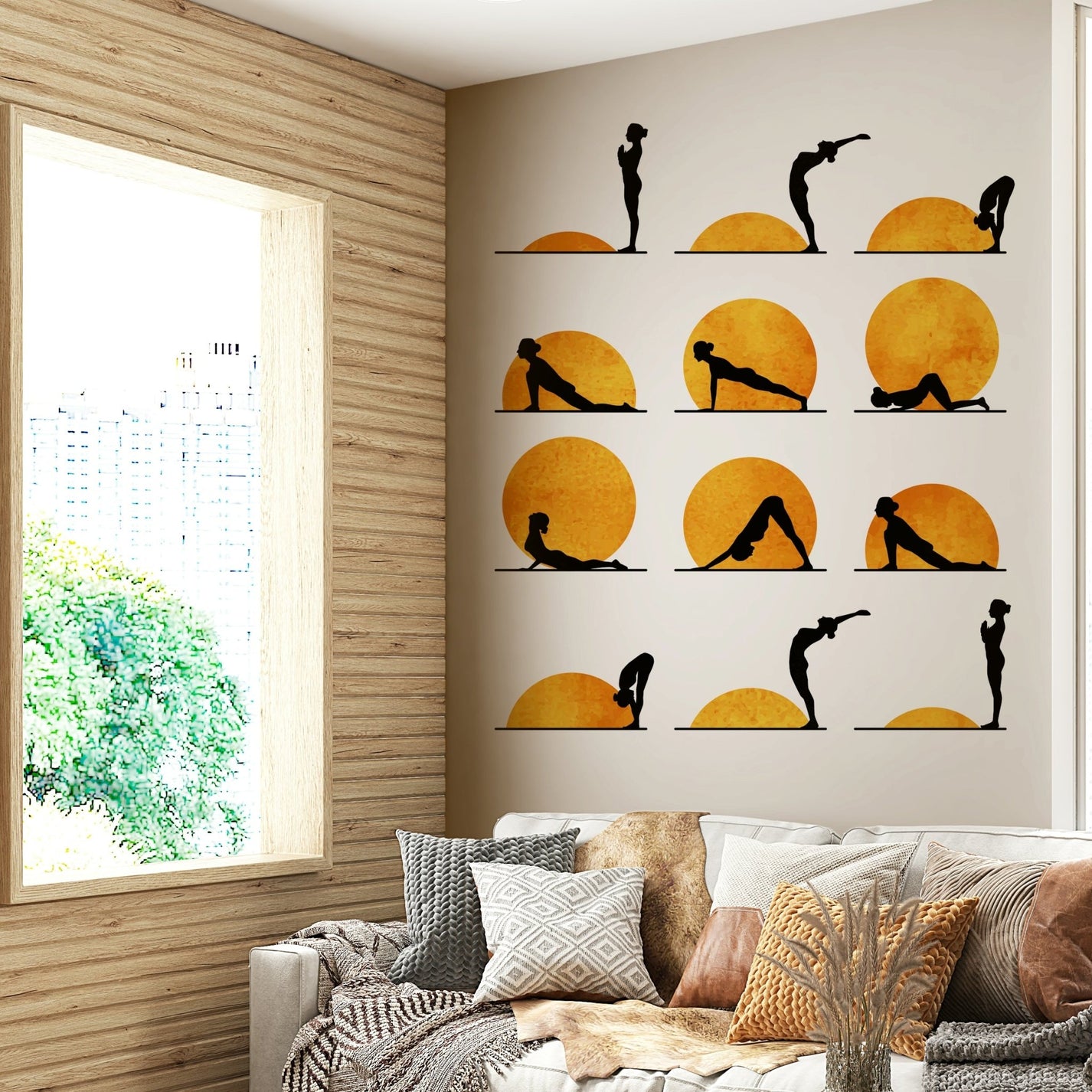 Yoga Sun Mural - Serene Inspiration