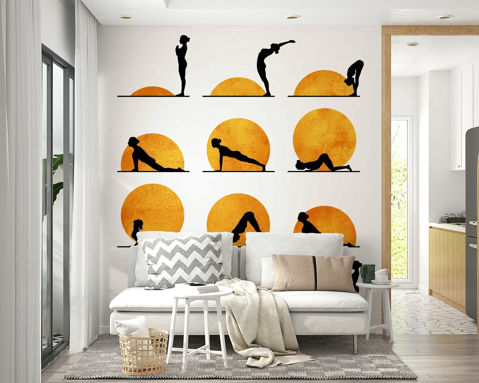 Yoga Sun Mural - Serene Inspiration