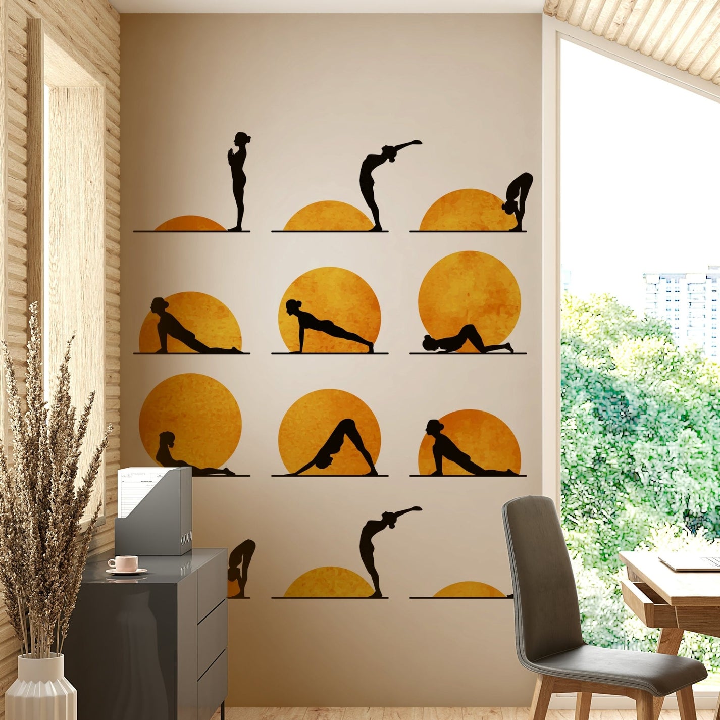 Yoga Sun Mural - Serene Inspiration