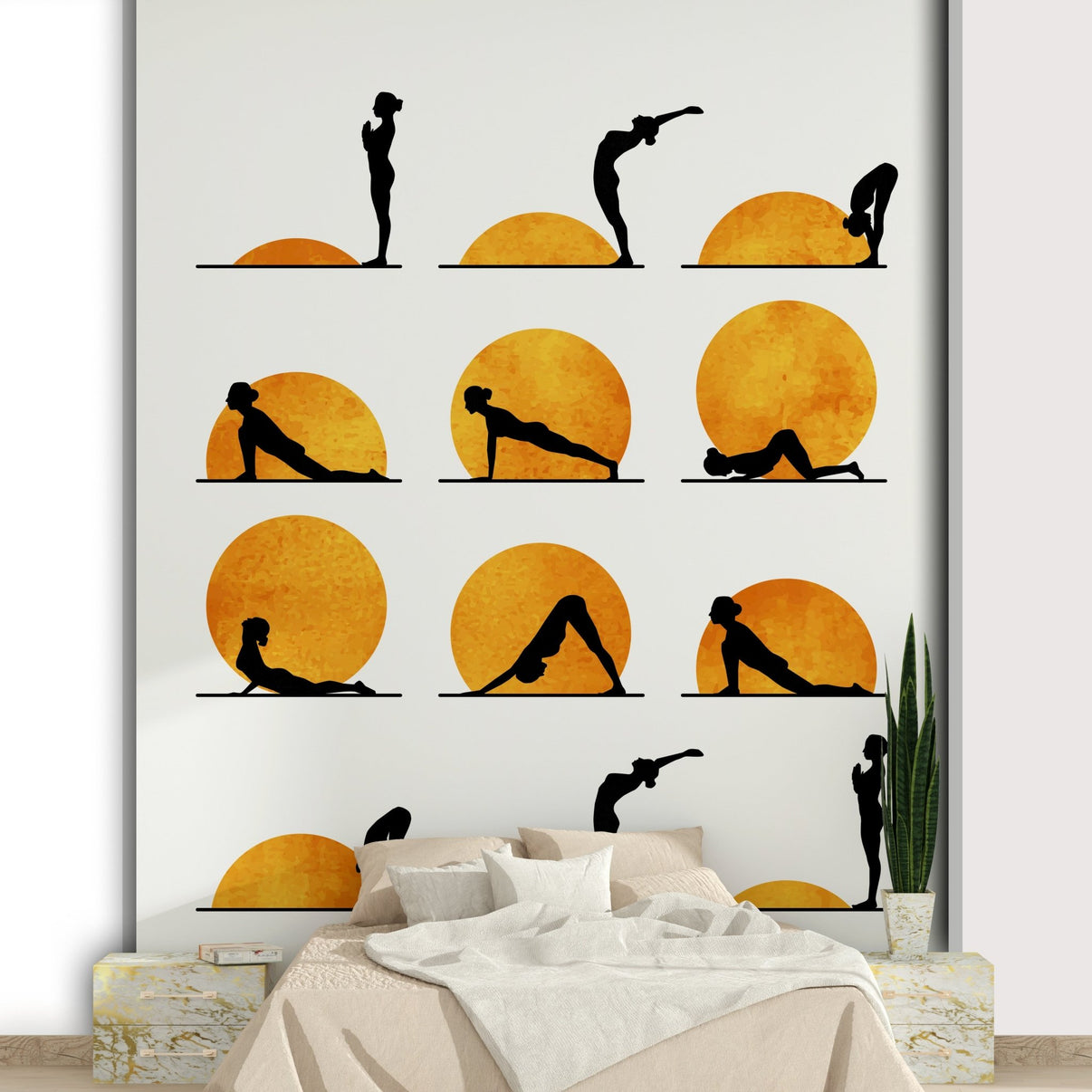Yoga Sun Mural - Serene Inspiration