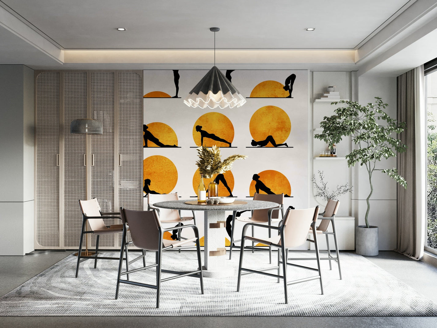 Yoga Sun Mural - Serene Inspiration